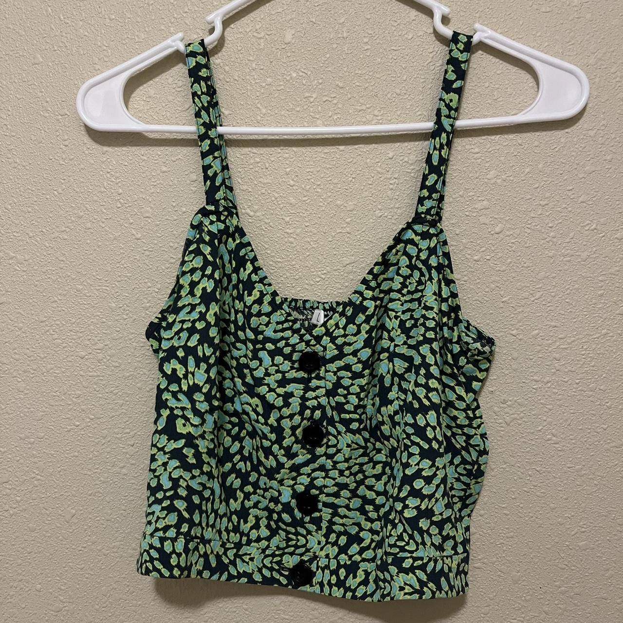 Snake print crop top -soft material -elastic ruching... - Depop
