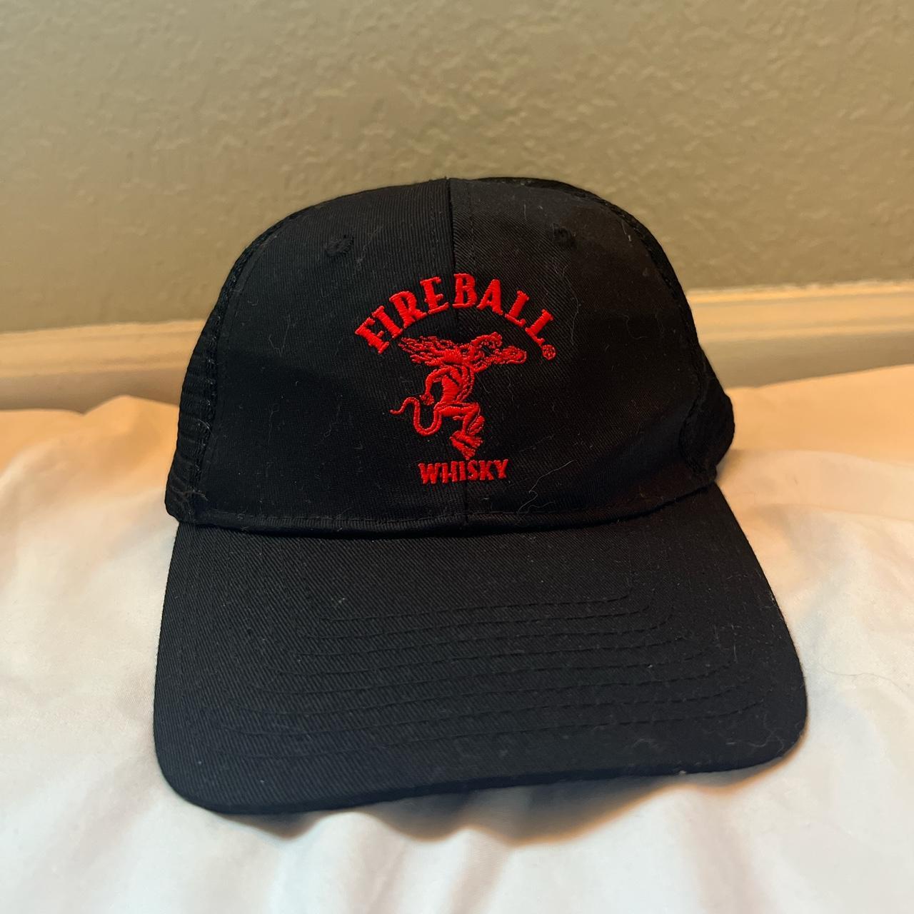 Fireball SnapBack Black with red embroidered... - Depop
