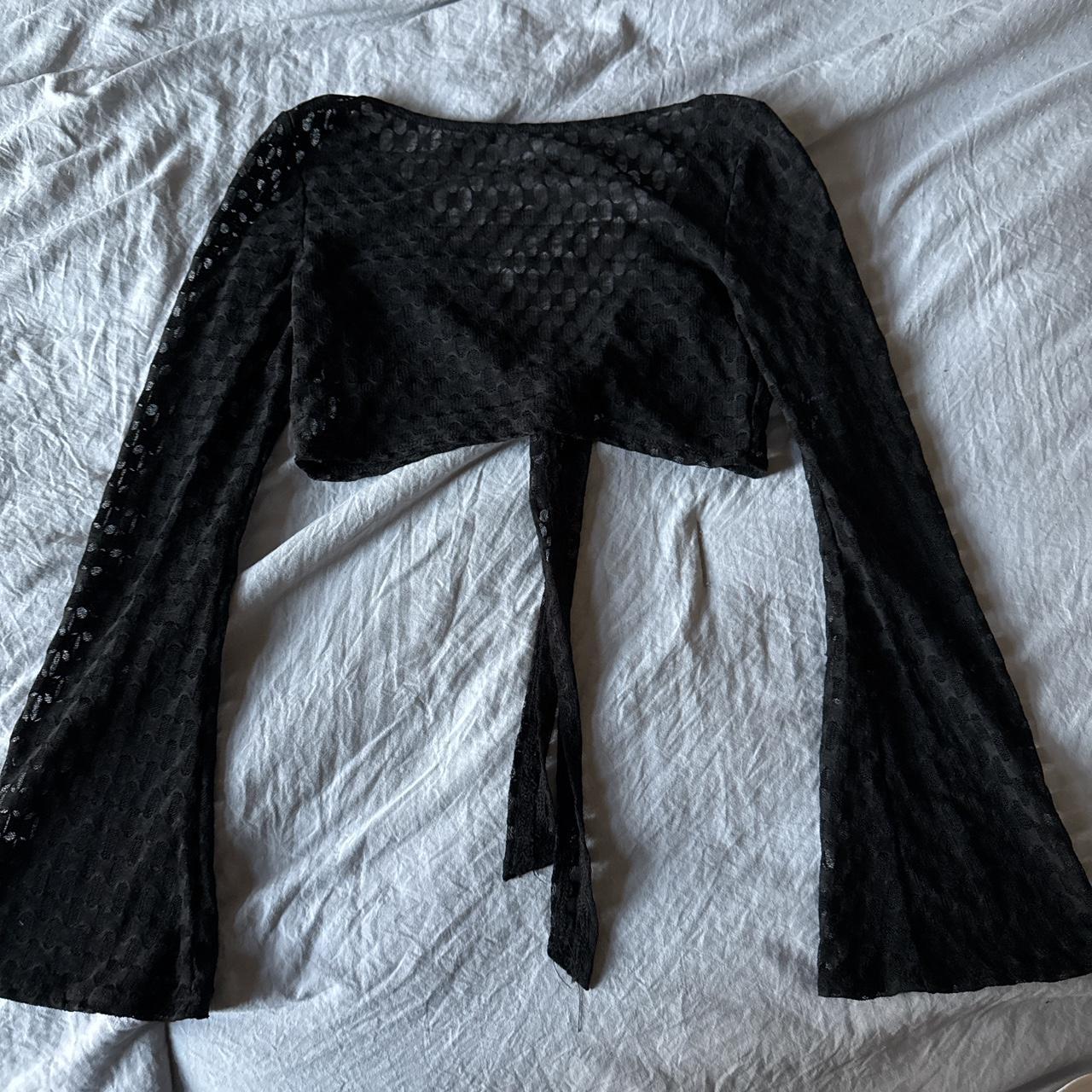 adorable romantic goth mesh tie-up bolero with bell... - Depop