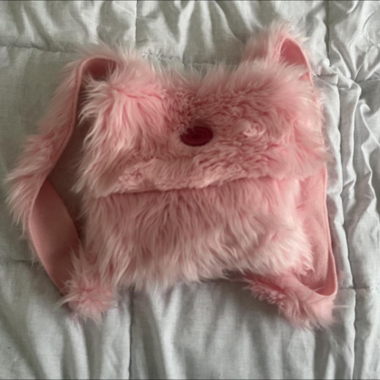 Super cute pink furry fluffy backpack 💓💓 would fit... - Depop