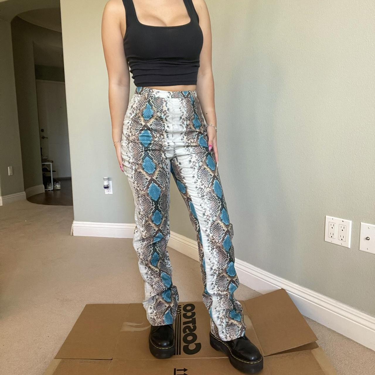 I.AM.GIA. High Rise Python Pants in Ivory, Brown,... - Depop