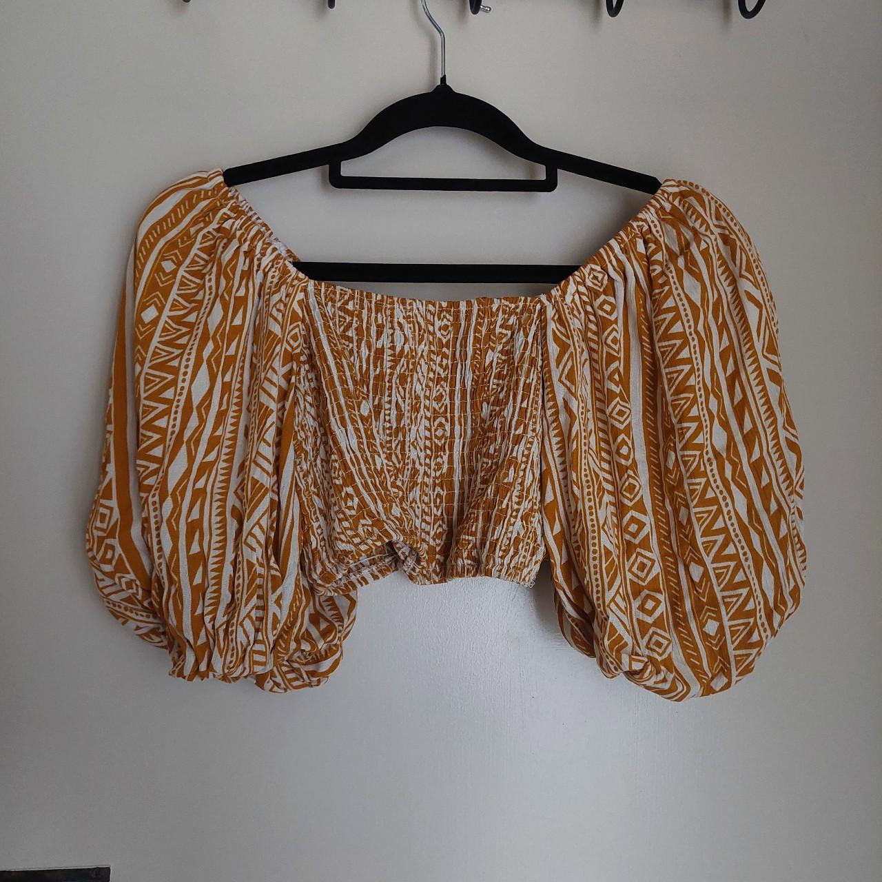 THANNE Puff Sleeve Crop Top Size 10. Brand New... - Depop