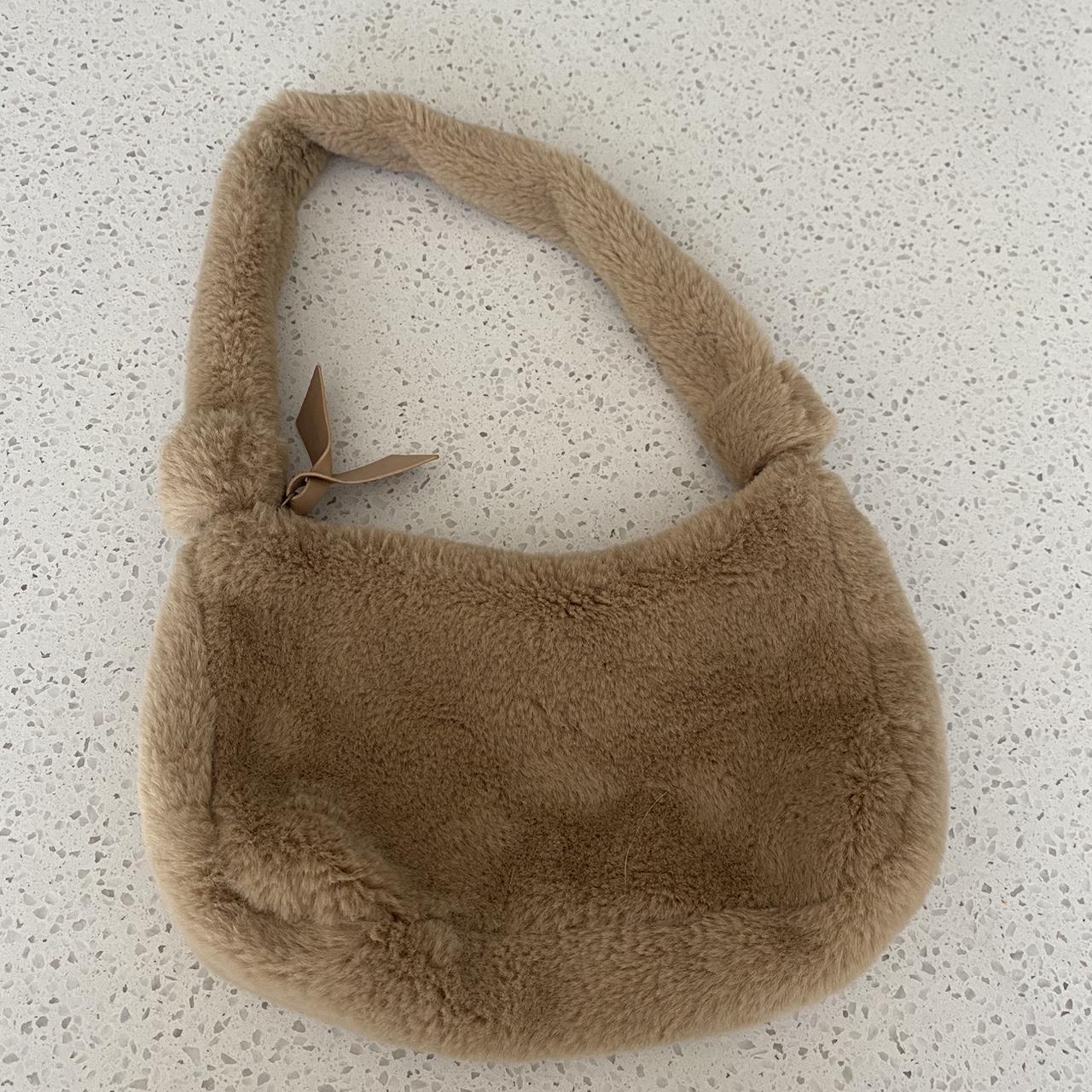 Fuzzy soft mini bag #purse #fuzzy #brown #tan - Depop