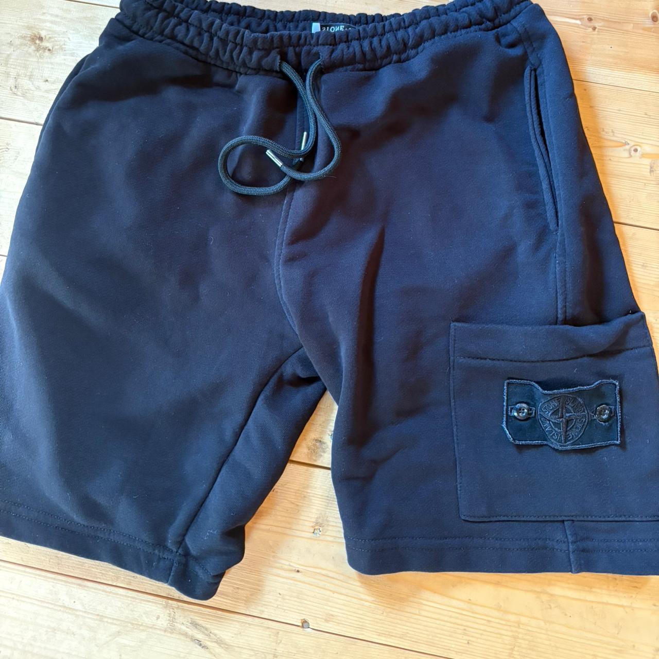 Stone island, black shorts with a black out badge | Depop