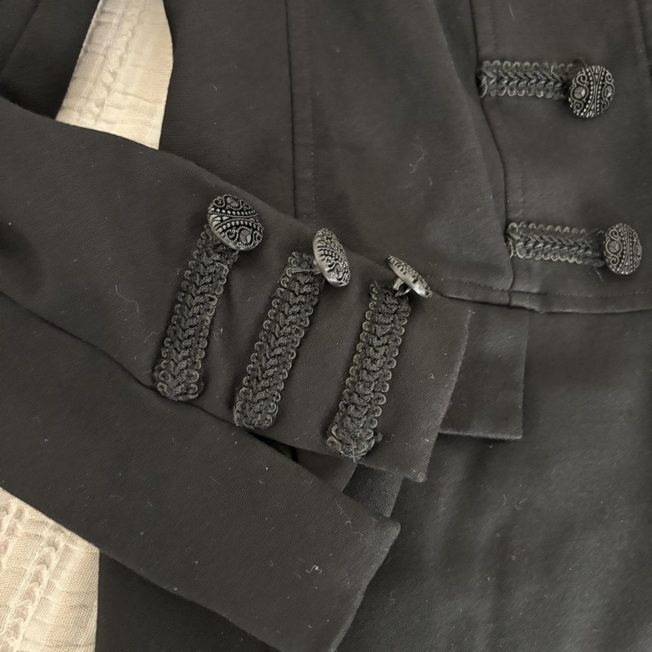 Black Chico's military style jacket with ruffles, ... | Depop