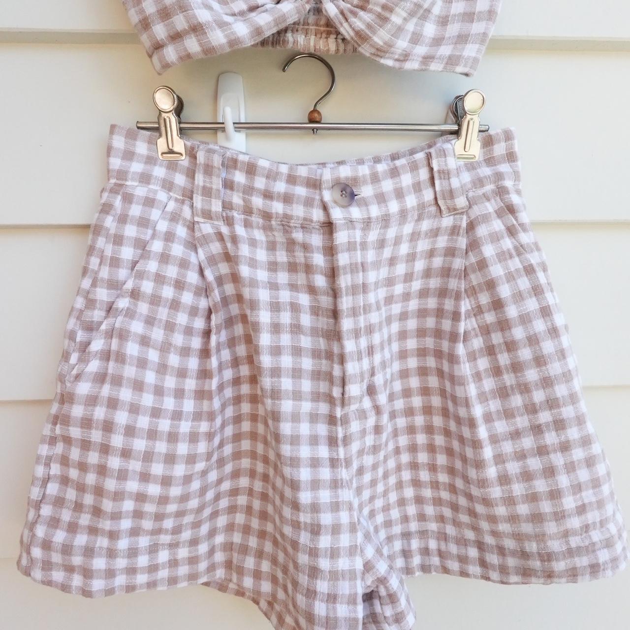 Ghanda 3 piece Gingham Set! Linen blend Shorts:... - Depop