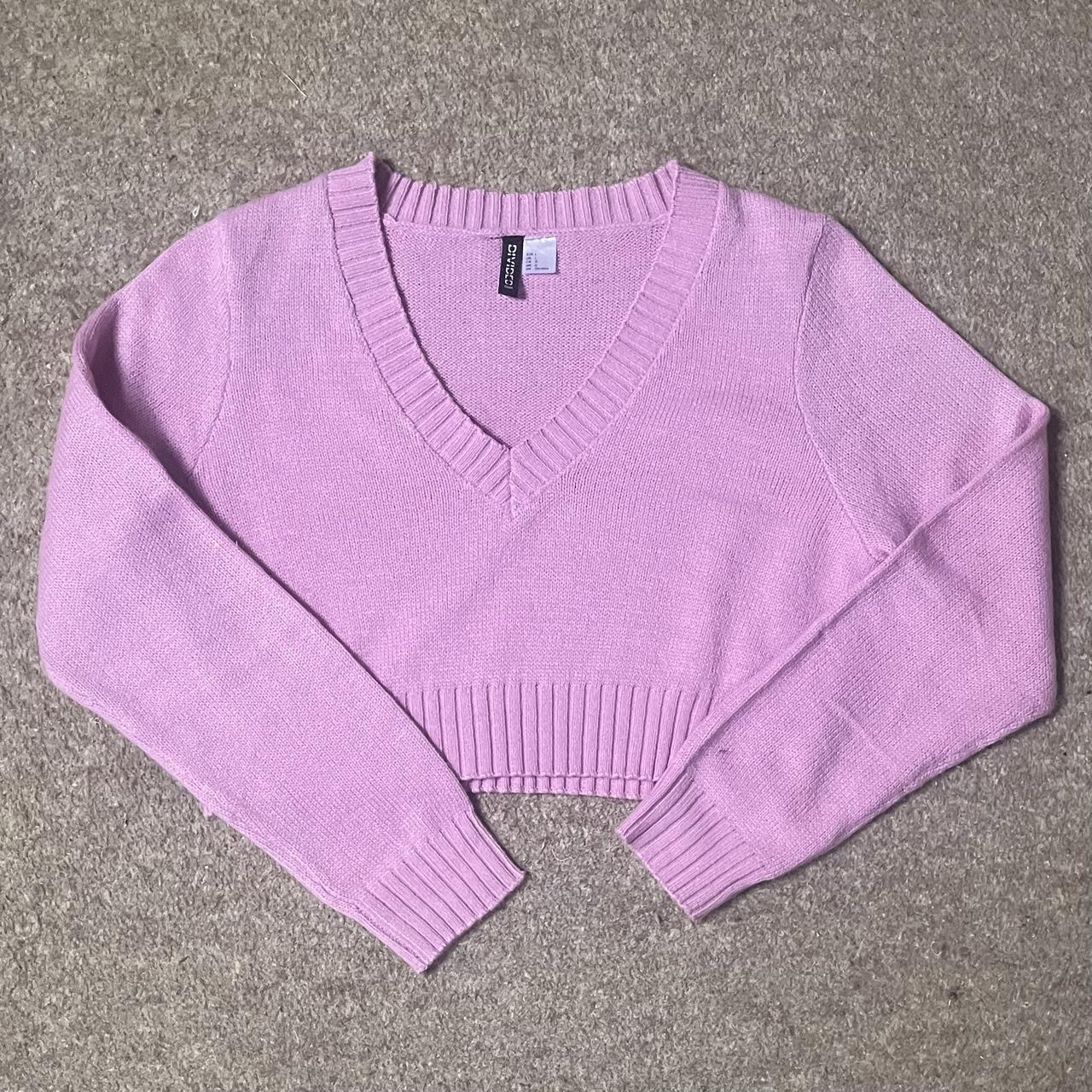 - pink cropped jumper - h&m divided - pink/slightly... - Depop