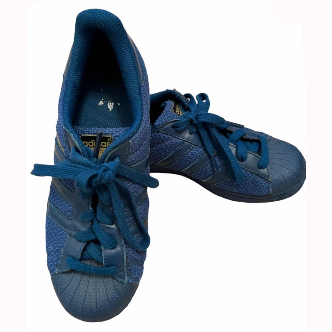 adidas superstars double blue with a really cool... - Depop