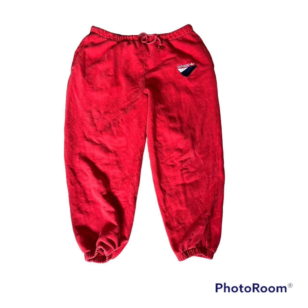 adidas red joggers size XL so comfy and baggy thick... - Depop