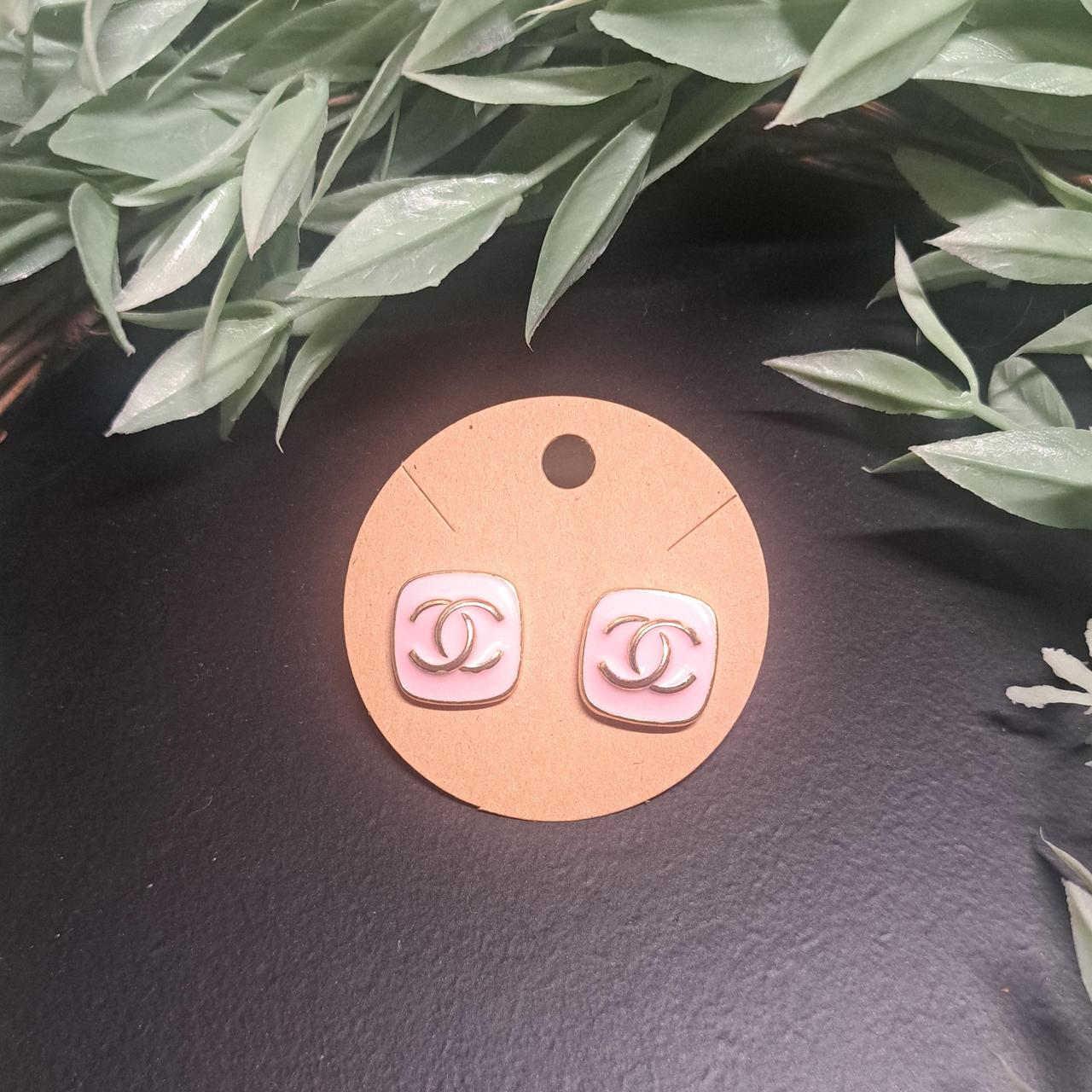 pink square post earrings. post style. light pink.... | Depop