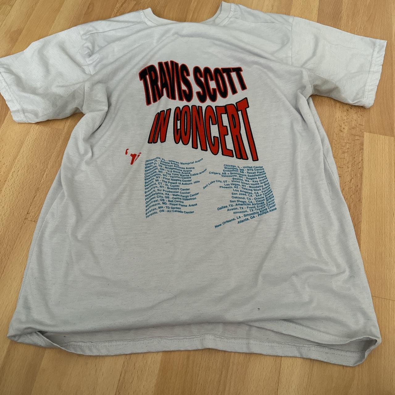 White Travis Scott tour concert tshirt... - Depop