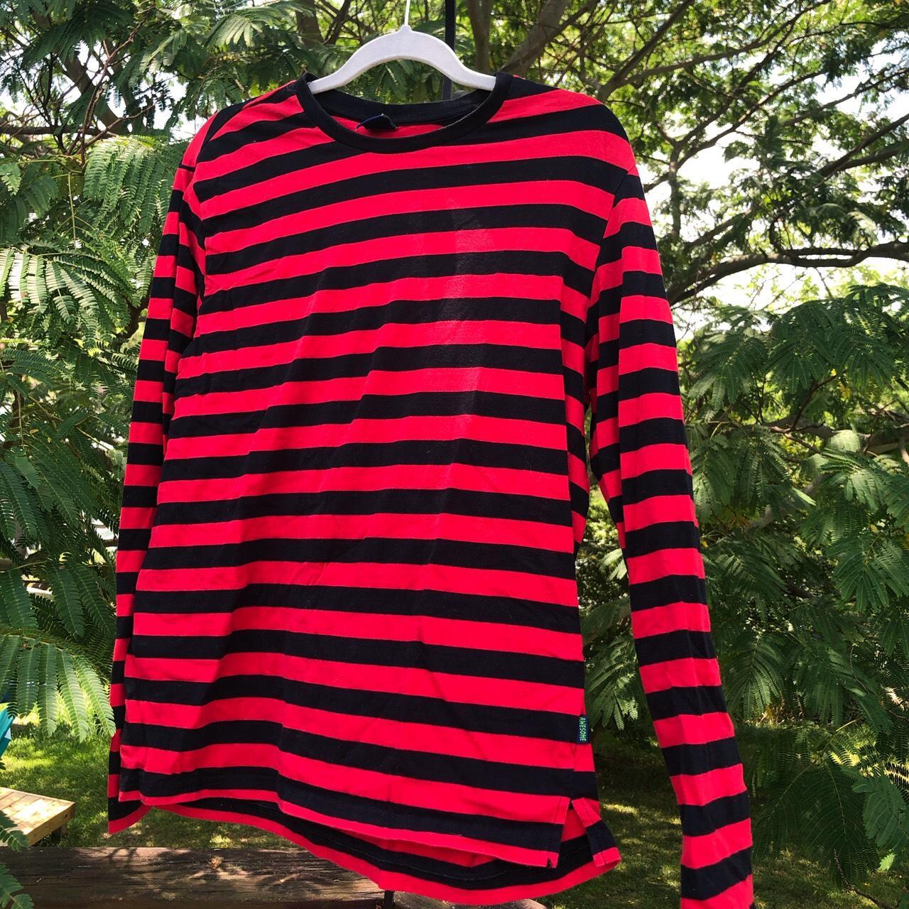 Black and red striped long sleeve shirt - Depop