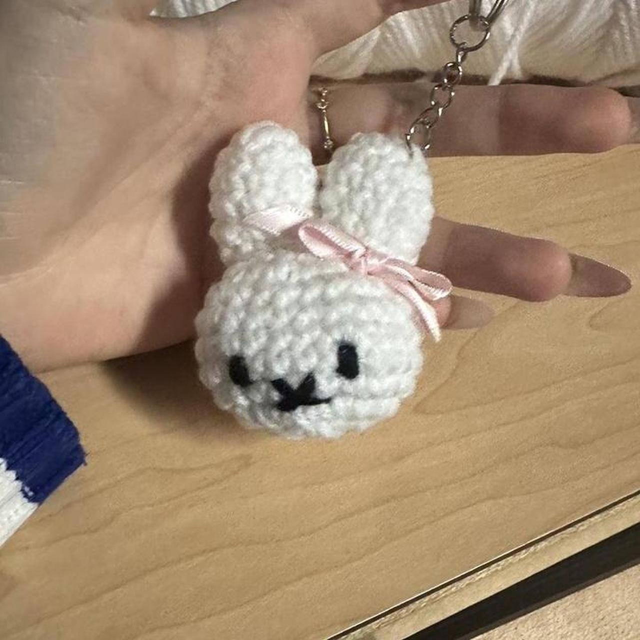 crochet miffy keychain with pink bow 🎀 the cutest... - Depop
