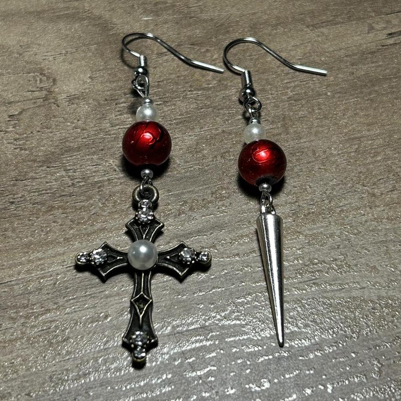 gothic cross spike pair ♥️ ⋆ handmade ⋆ eco-friendly... - Depop