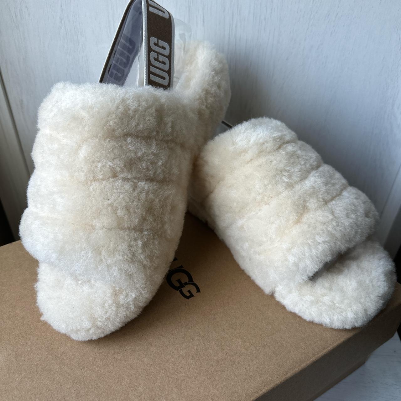 UGG Australia fluffy Yeah slides in beige, Size UK... - Depop