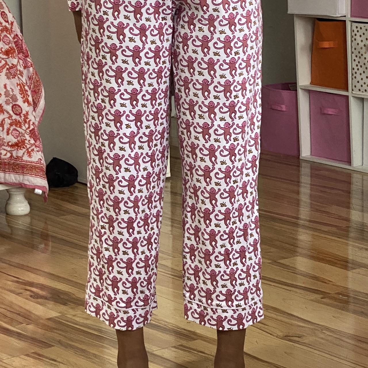 pink monkey long sleeve polo roller rabbit pajamas... - Depop