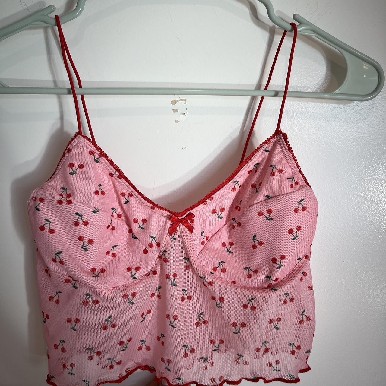 Cherry print top - Depop