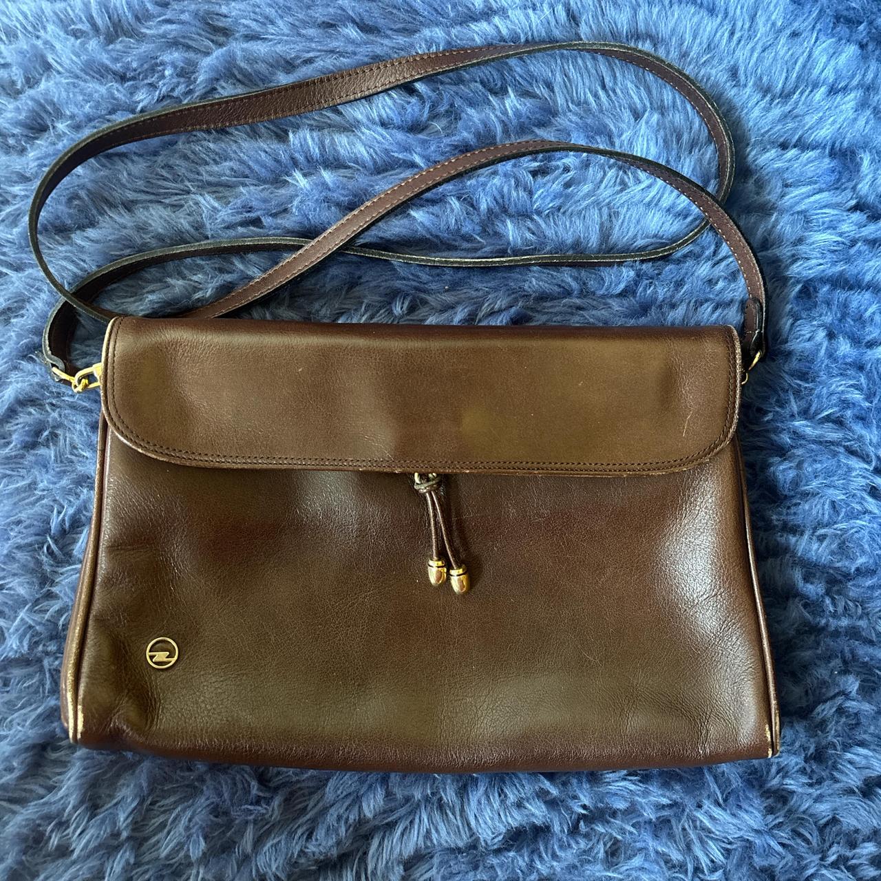 vintage leather brown crossbody bag - gorgeous... | Depop