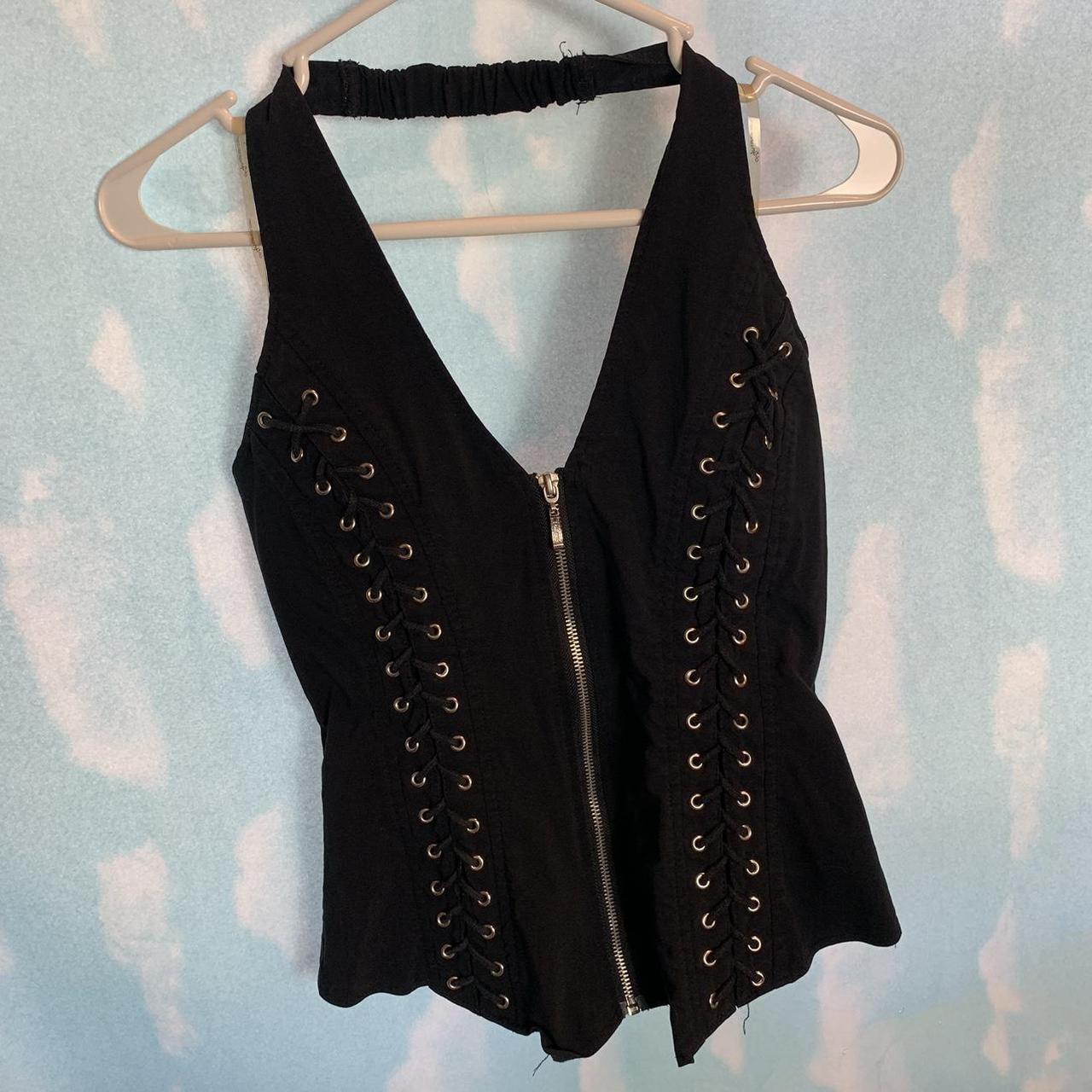 Vintage lace up / zipper halter top, reminds me so... - Depop