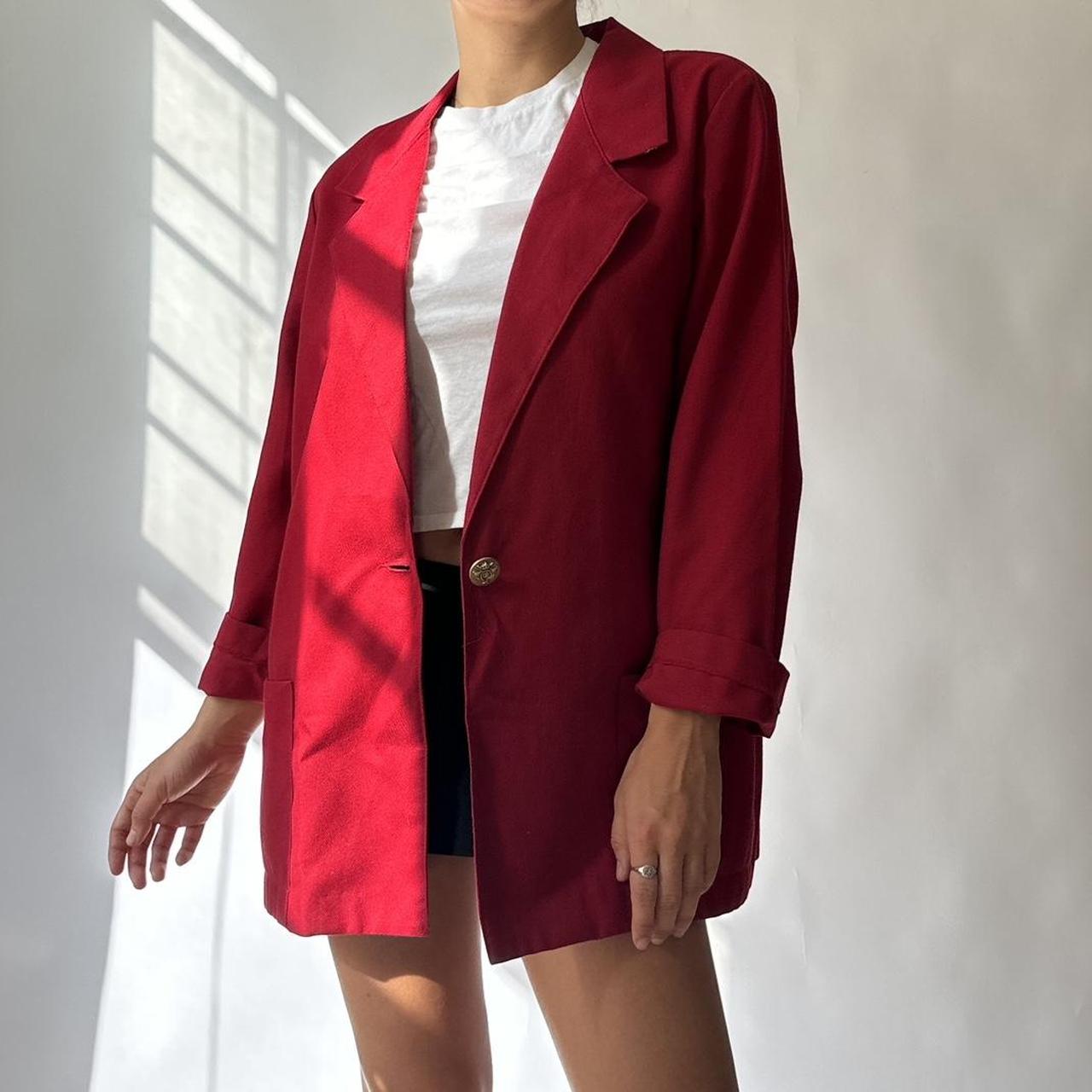 Vintage red single button soft blazer jacket Light... - Depop