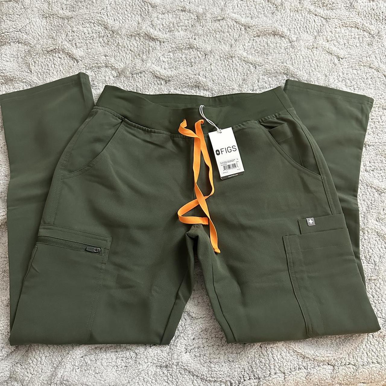 Green figs pants brand new with tags Top available... - Depop