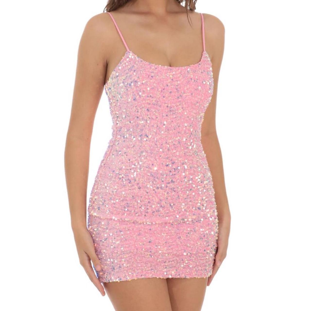Iridescent Sequin Bodycon Dress In Pink Depop