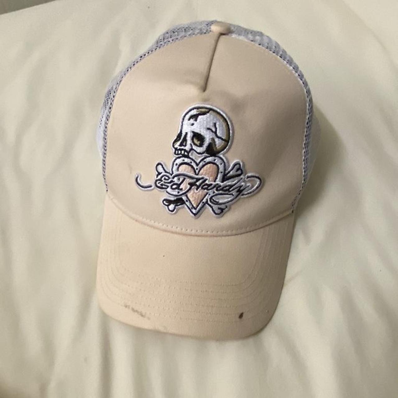 pink ed hardy baseball cap trucker hat vintage urban... - Depop