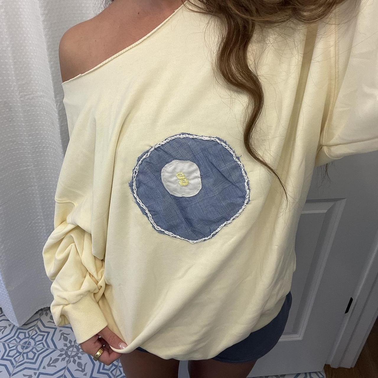 Patchwork Handmade 8-Ball baby yellow off the... | Depop