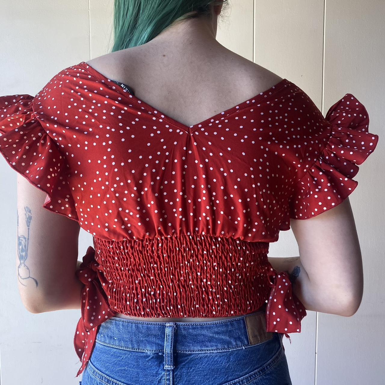 SHEIN Women's Red and White Crop-top | Depop