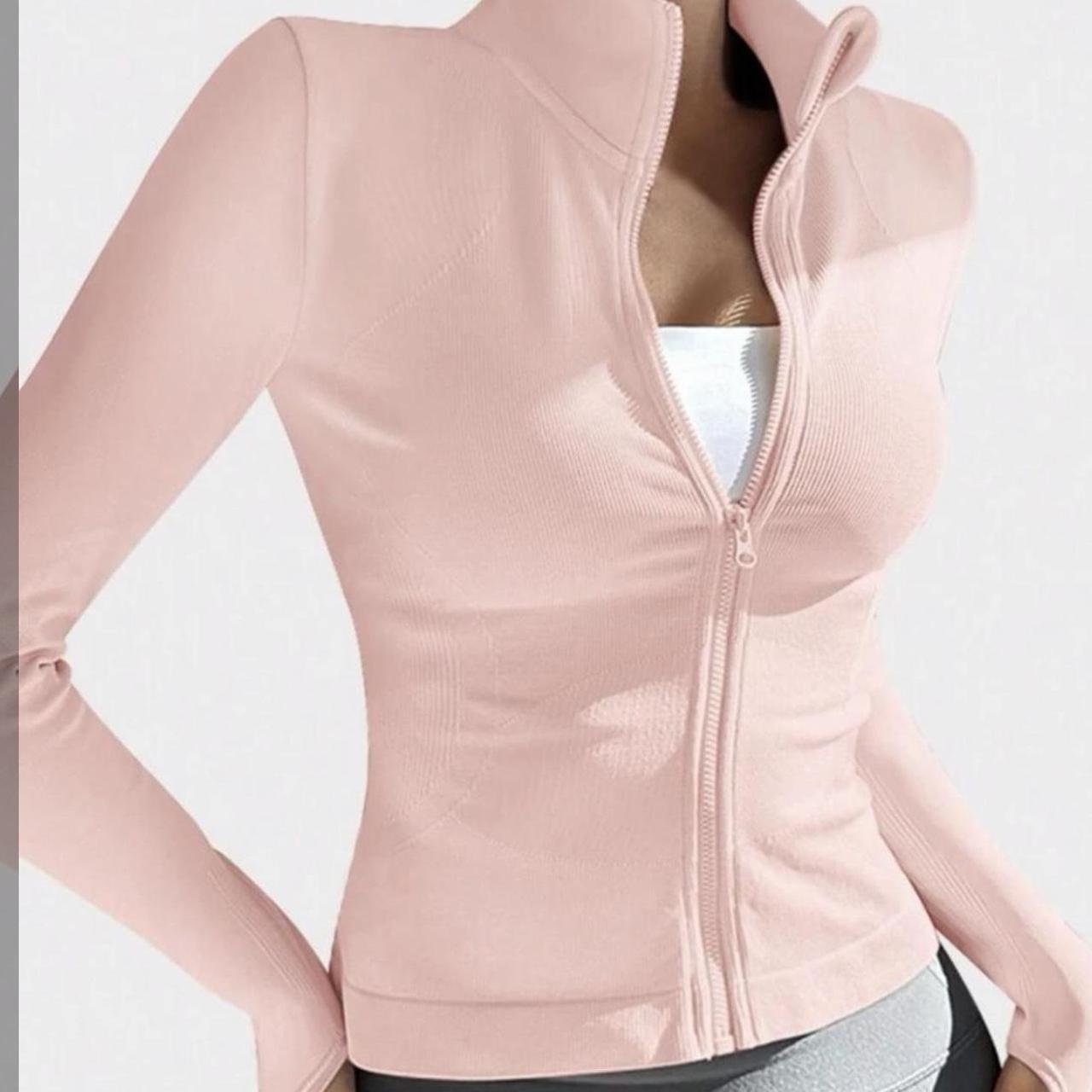 Pink active wear jacket Size small #halara... - Depop