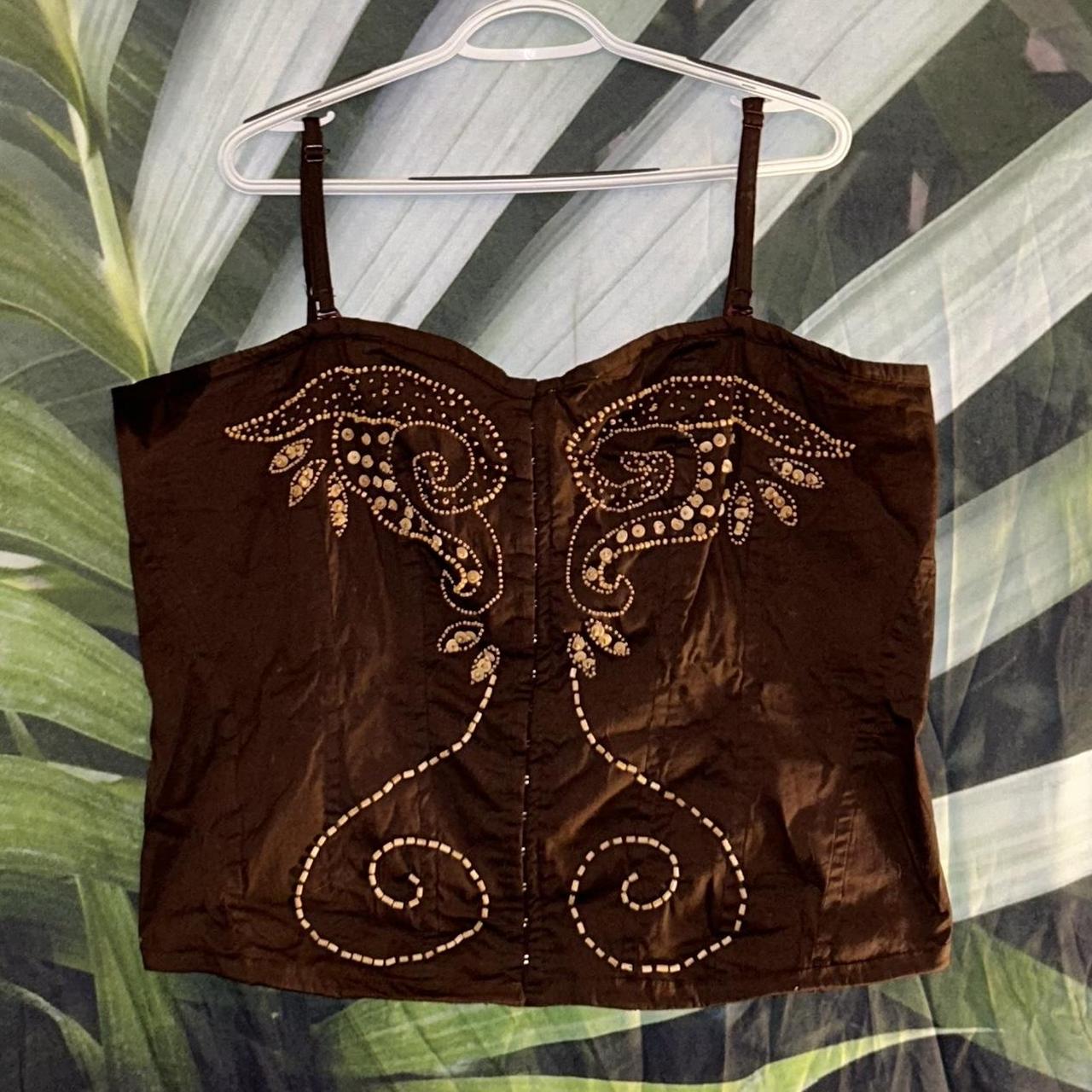 Brown Bustier Corset Featuring unique beading and... - Depop