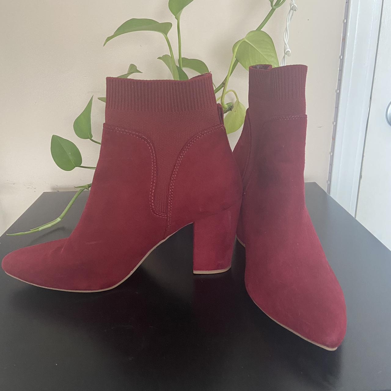 Deep red booties. Very comfortable. Only worn a few... - Depop
