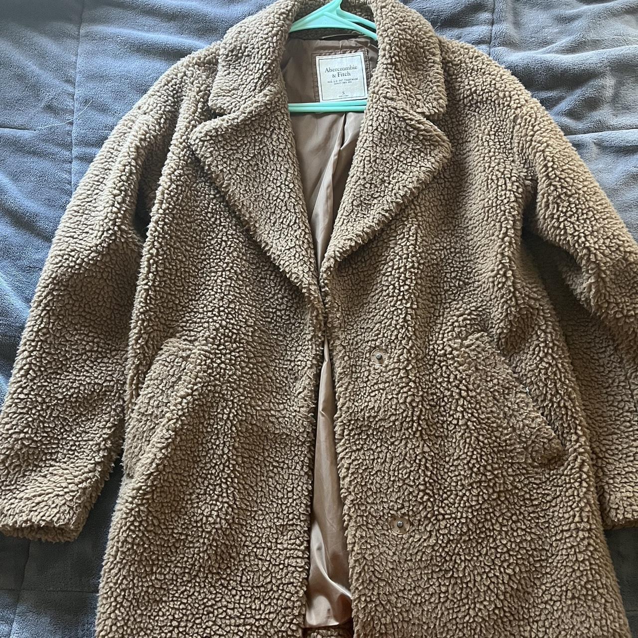Abercrombie and Fitch: size s long teddy coat Worn a... - Depop