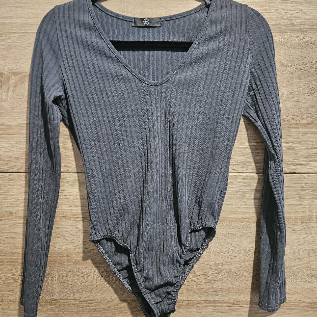 Missguided Basics V Neck Ribbed Long Sleeve Bodysuit Depop