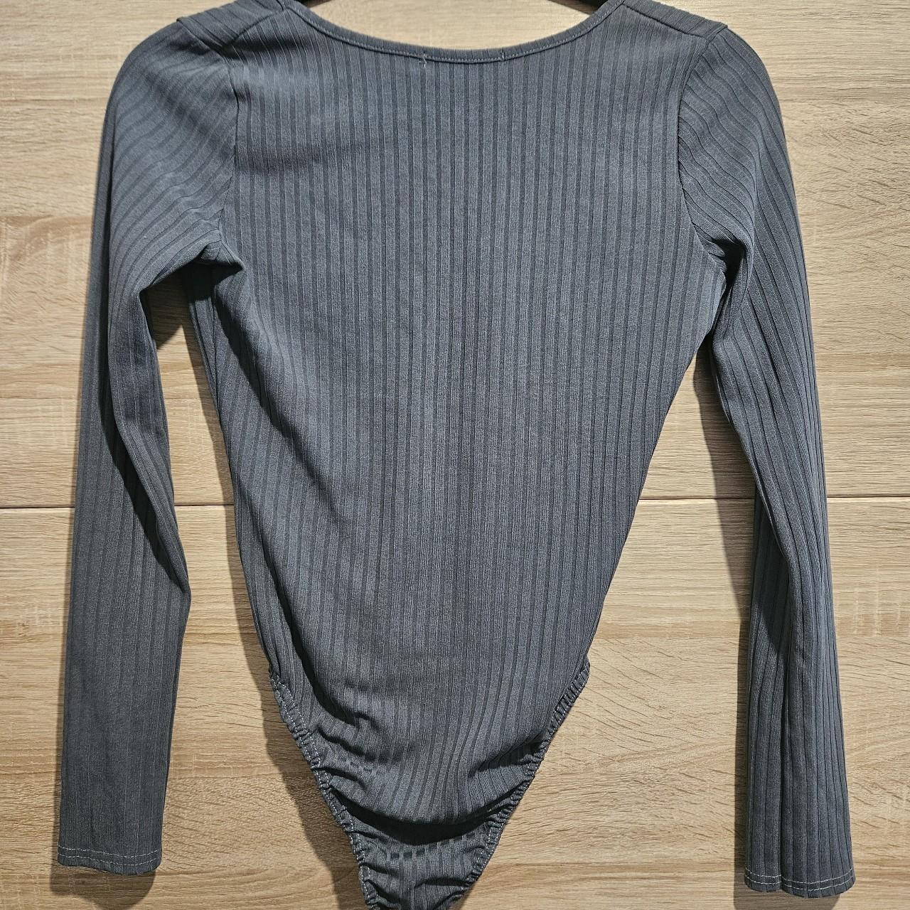 Missguided basics v neck ribbed long sleeve bodysuit... - Depop