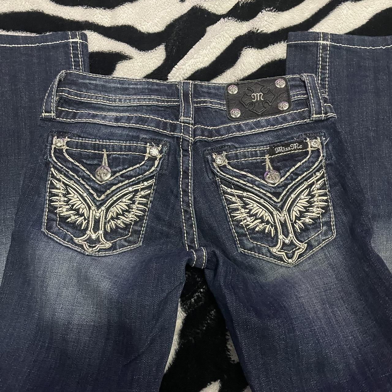 2000s bedazzled miss me skinny/straight jeans! -... - Depop