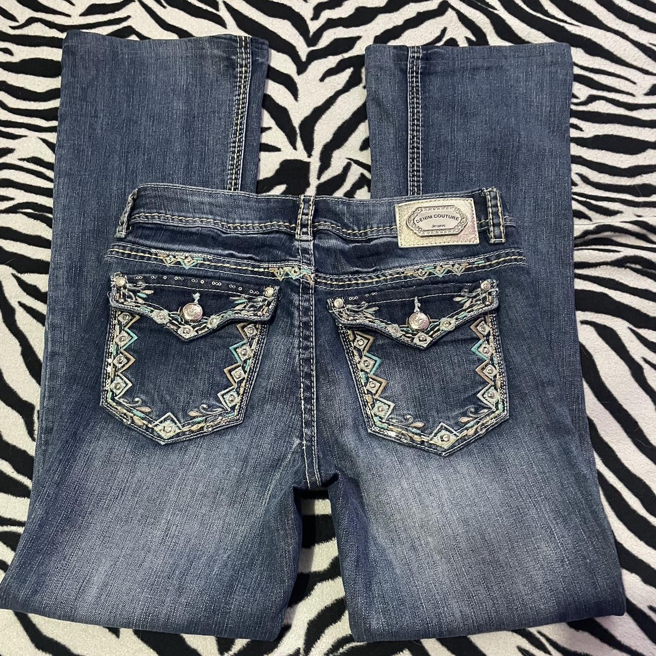 2000s Denim Couture bedazzled bootcut jeans! - super... - Depop