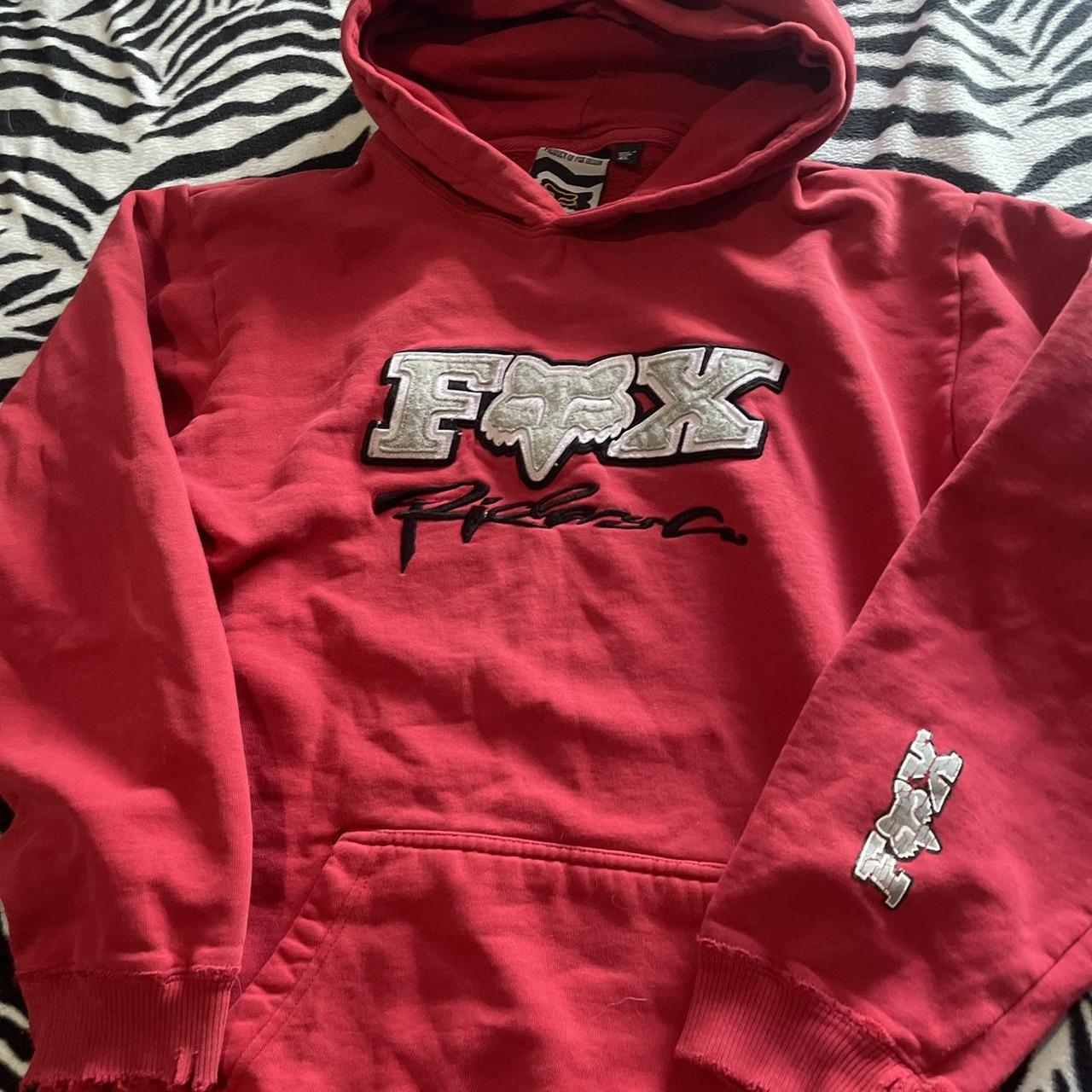 2000s red fox racing pullover hoodie! - super cute... - Depop