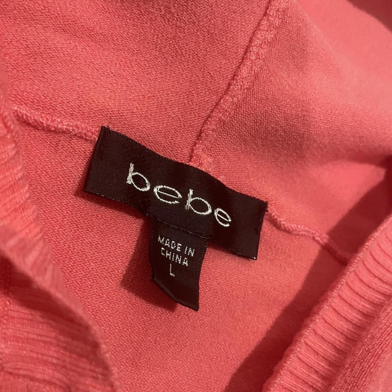 2000s Bebe coral pink rhinestone short sleeve zip up... | Depop