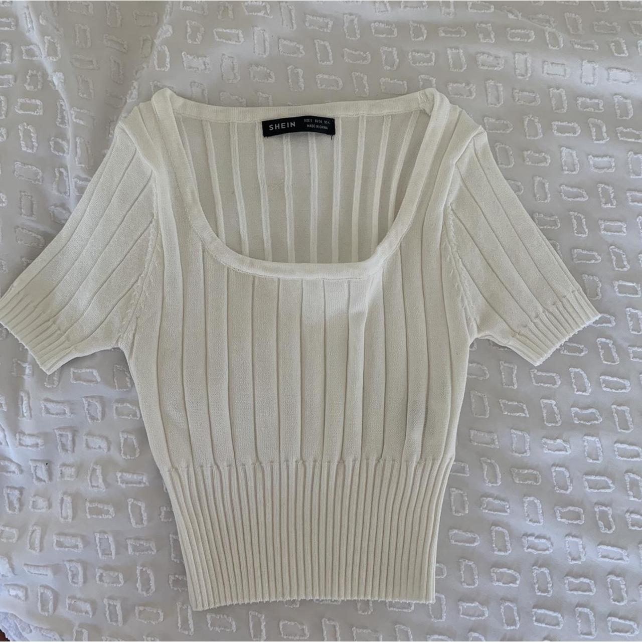 white ribbed crop top -fits XXS/XS (fitting... - Depop