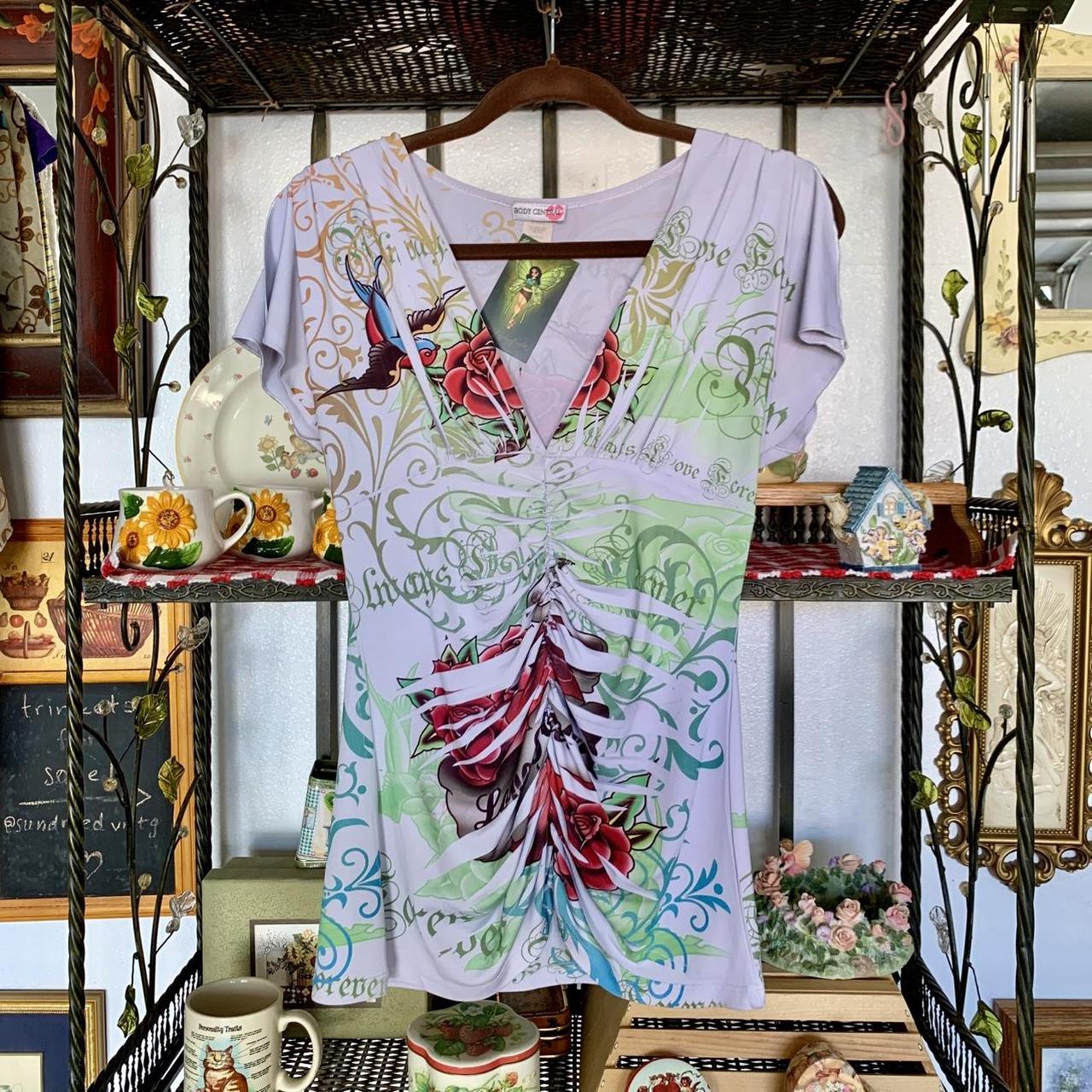 Y2K body central grunge ed hardy style ruched... | Depop