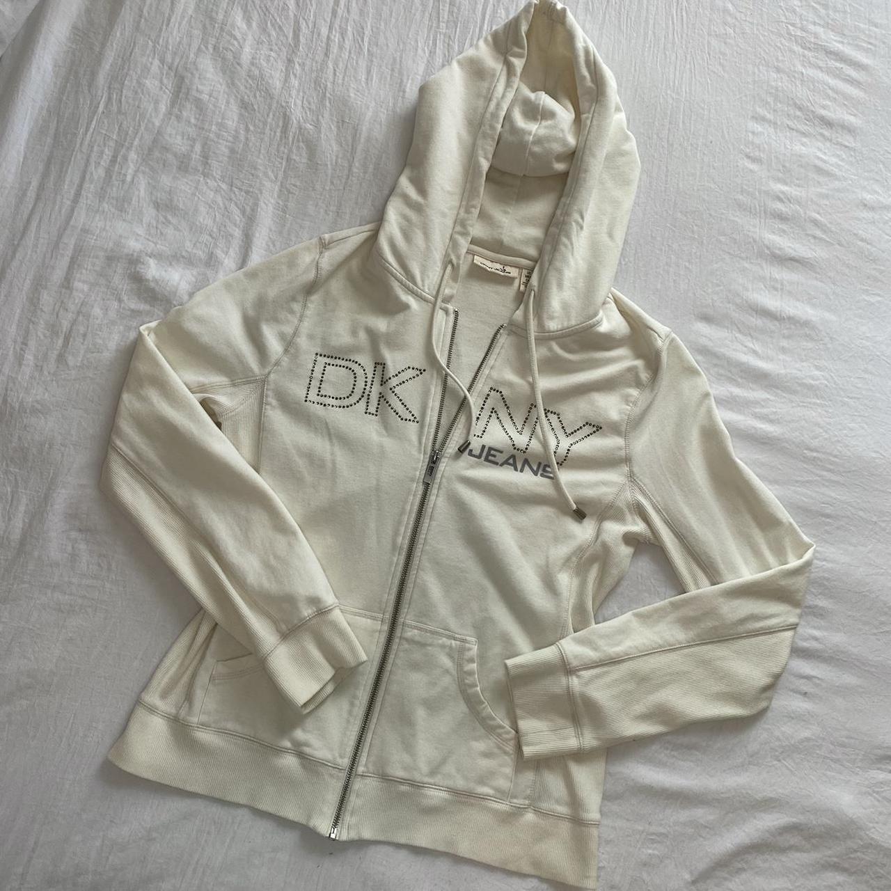 y2k dkny zip up sweatshirt 🤍 size large... - Depop