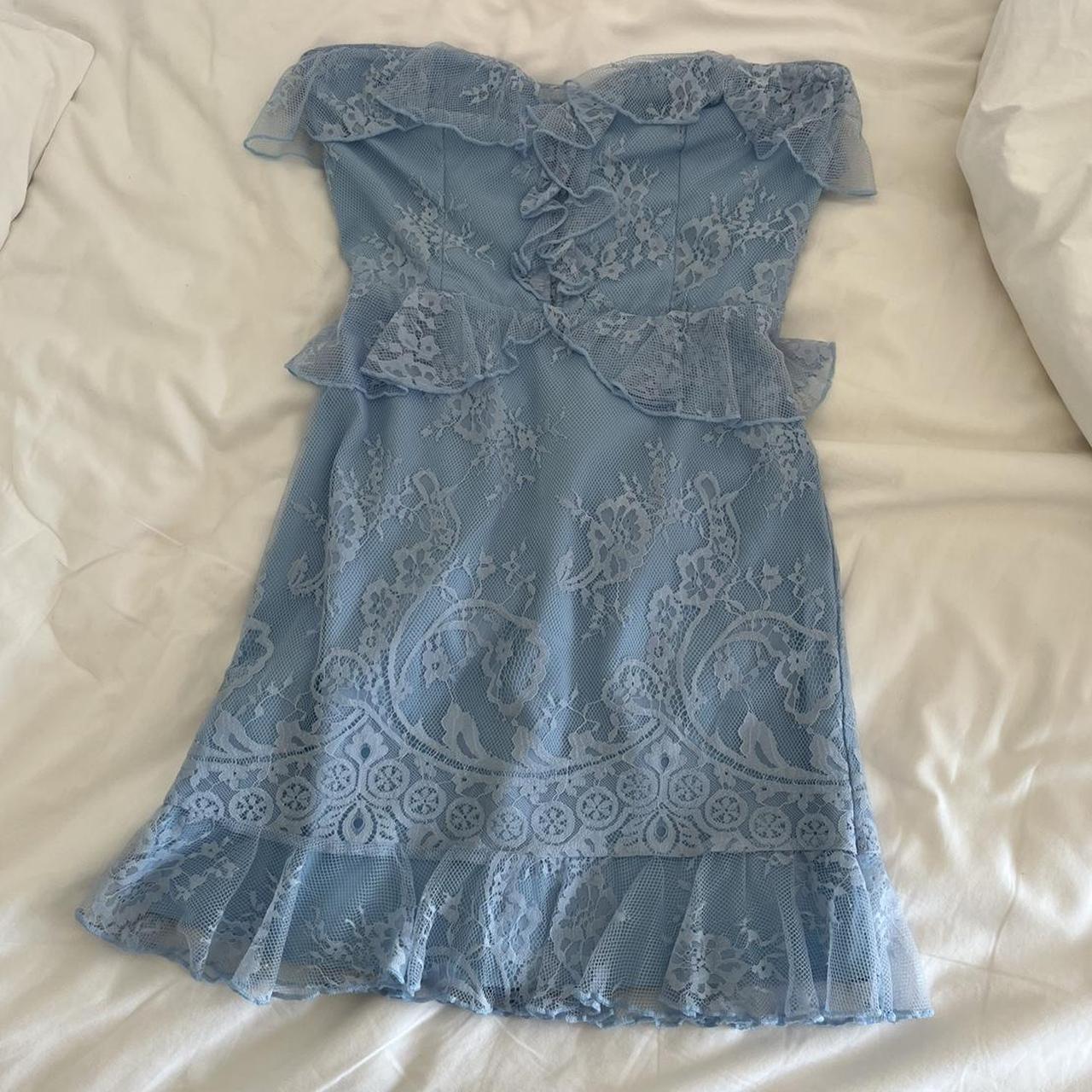 Revolve light baby blue mini dress Lace ruffle... - Depop