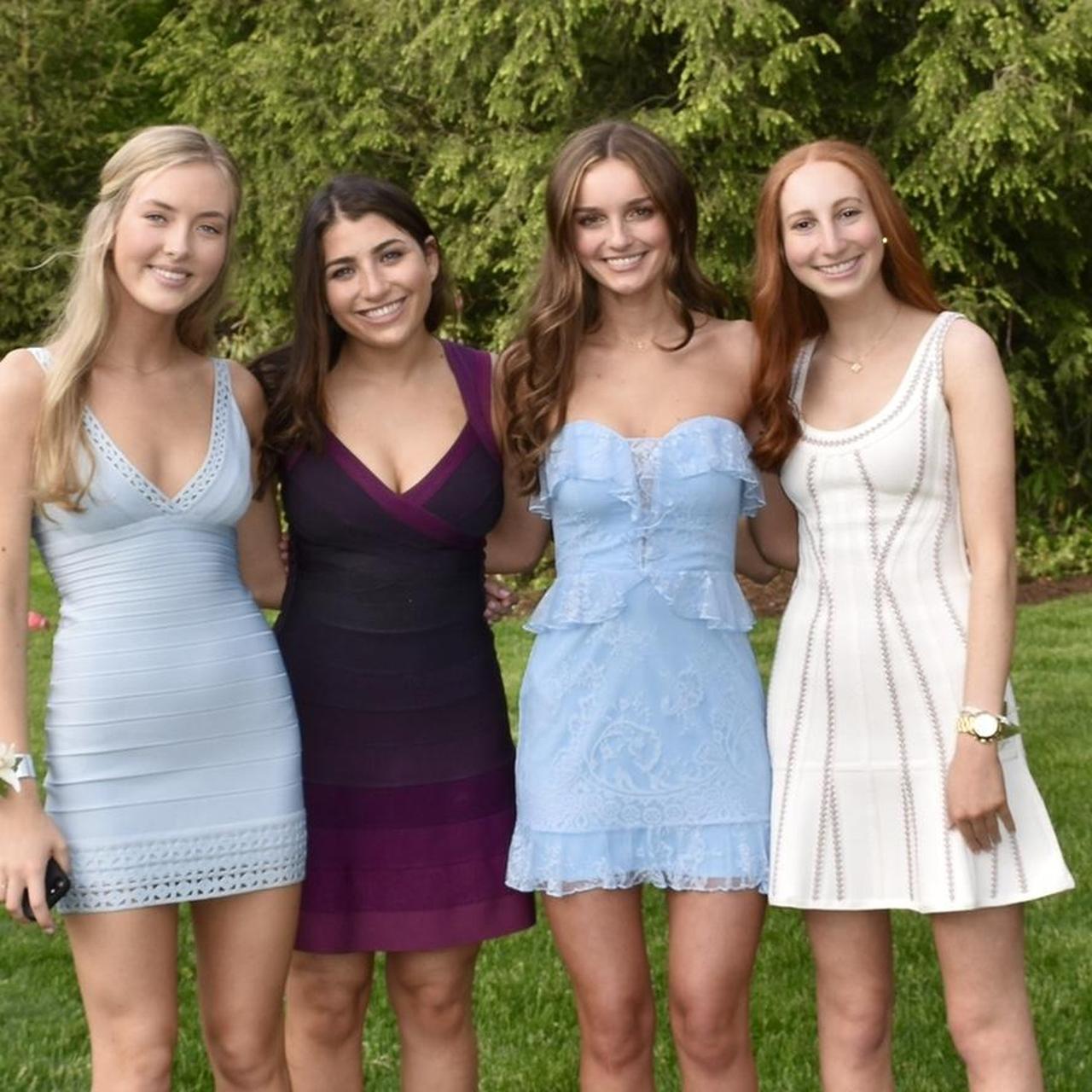 Revolve light baby blue mini dress Lace ruffle... - Depop