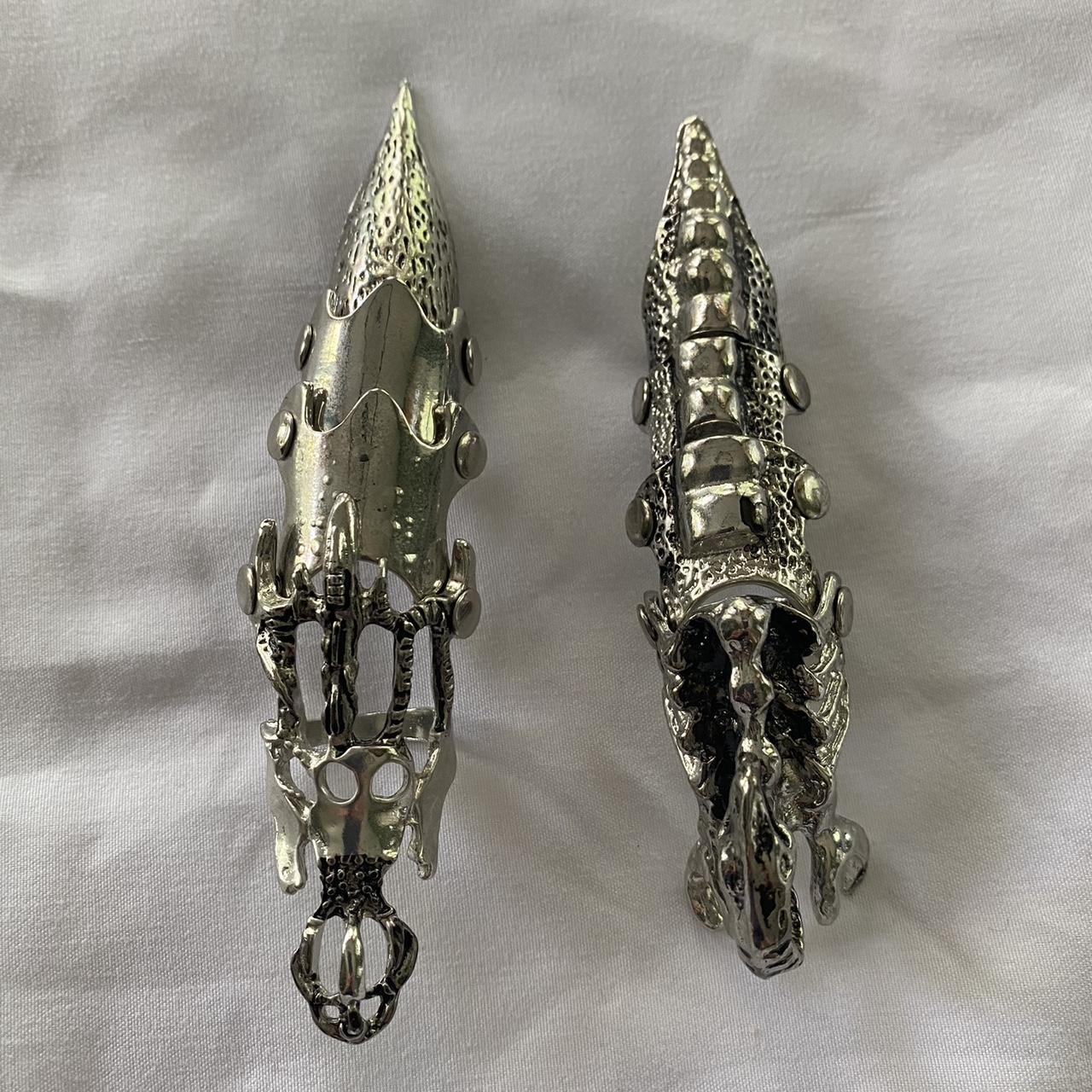 Silver emo grunge knuckle armor ring - Comes... - Depop