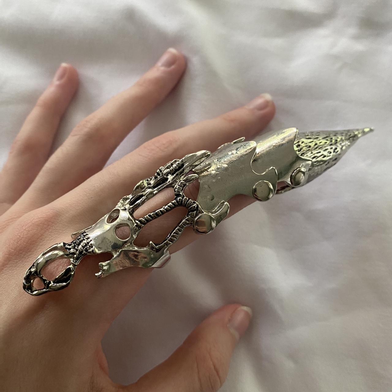 Silver emo grunge knuckle armor ring - Comes... - Depop