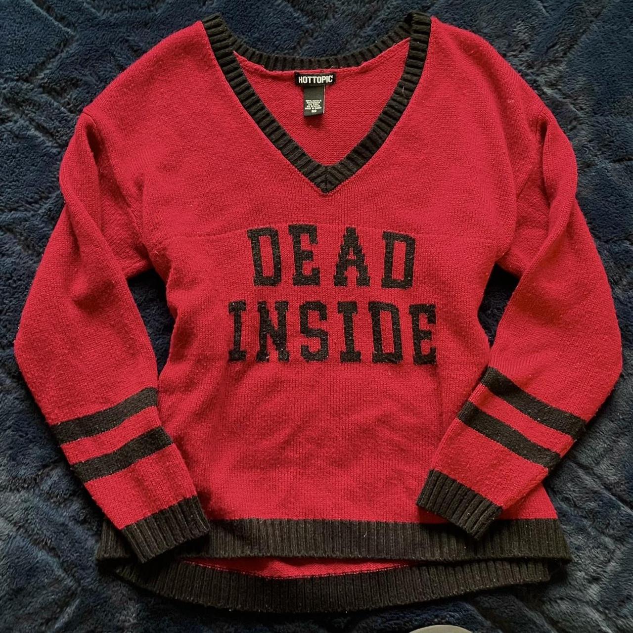 ⛓️hot topic emo red and black dead inside sweater⛓️ !... - Depop