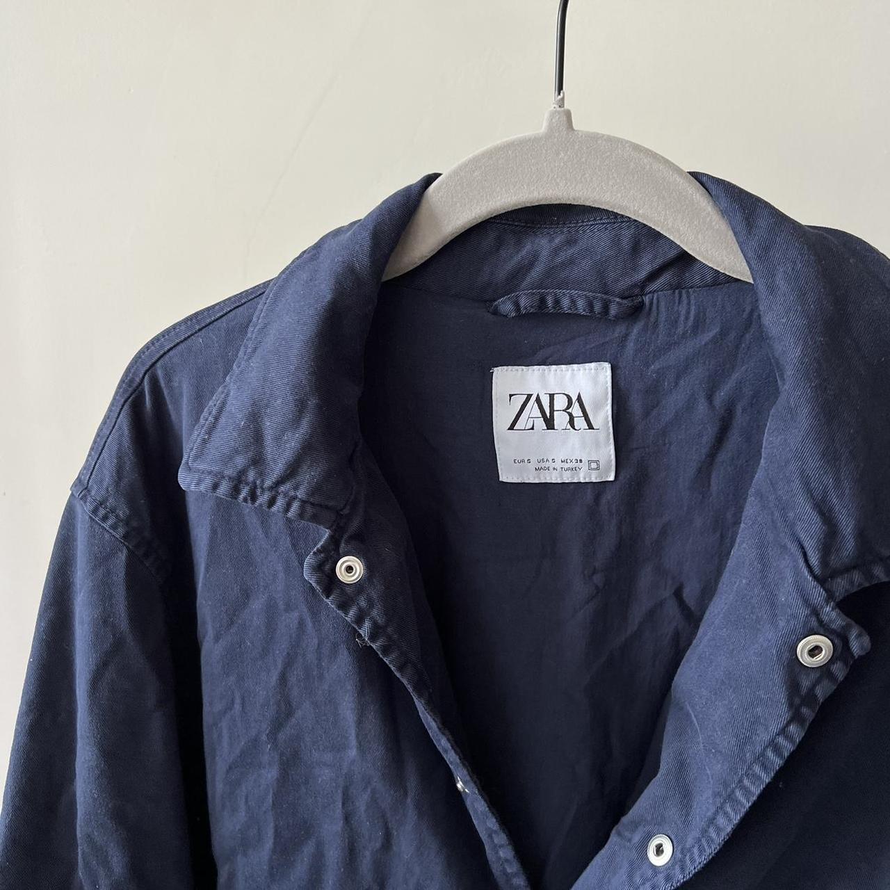 Navy Blue Zara Jacket - Depop