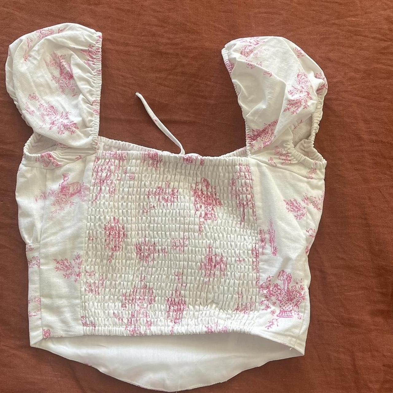 Glassons Corset Top Pink and White Floral Size... - Depop