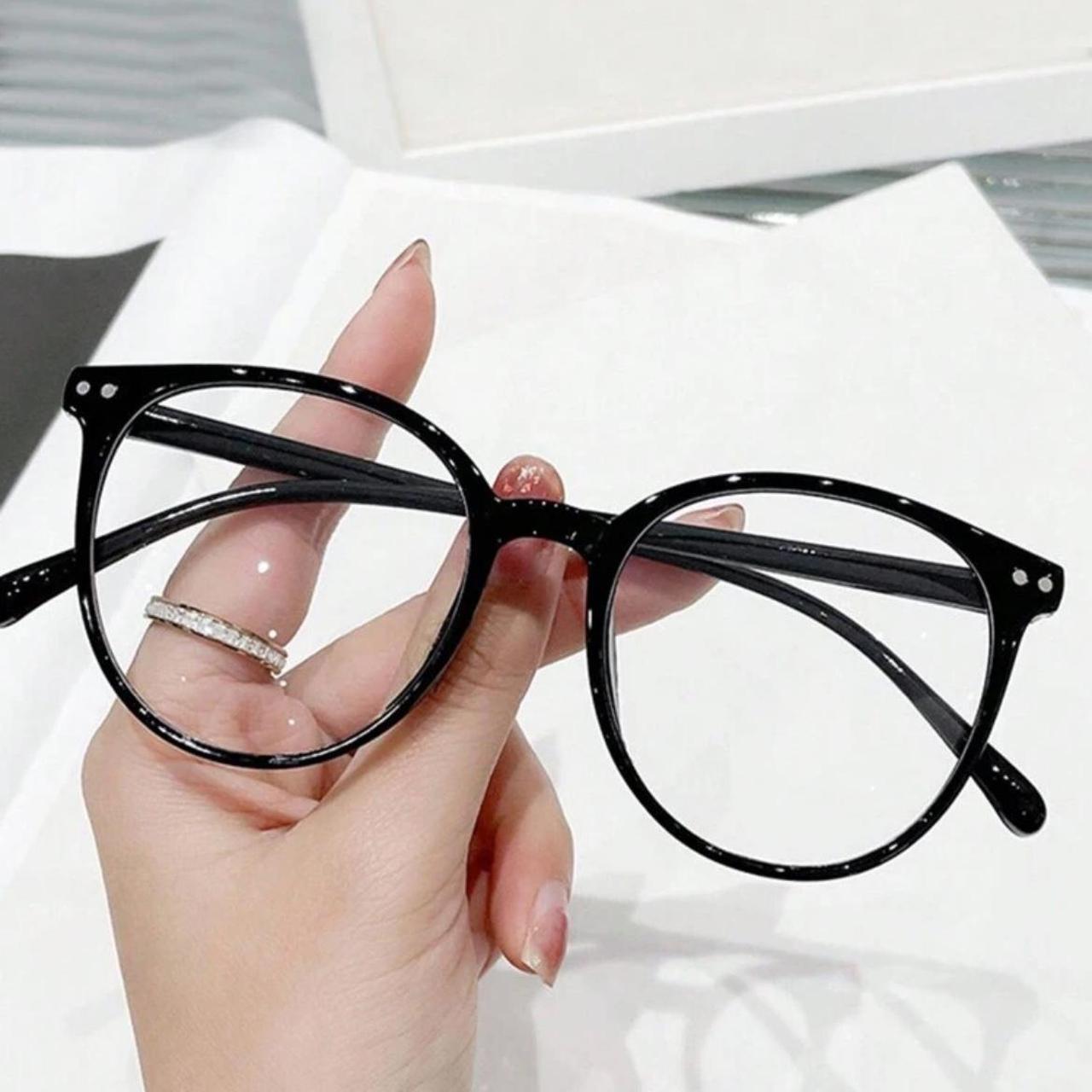 Black round frame glasses with clear lenses... | Depop